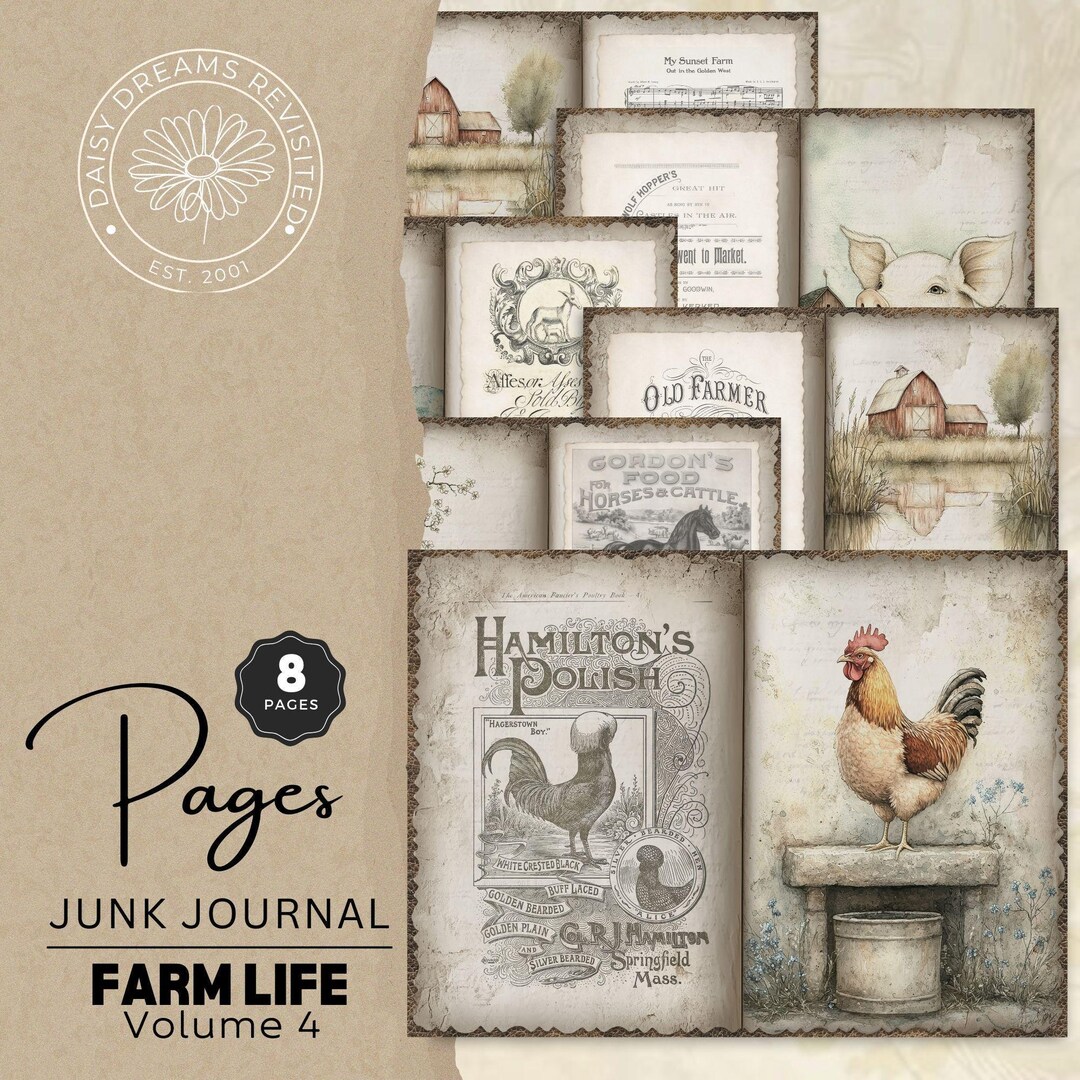 Farm Life Printable Pages Volume 4 - Rustic Digital Collage - Junk ...