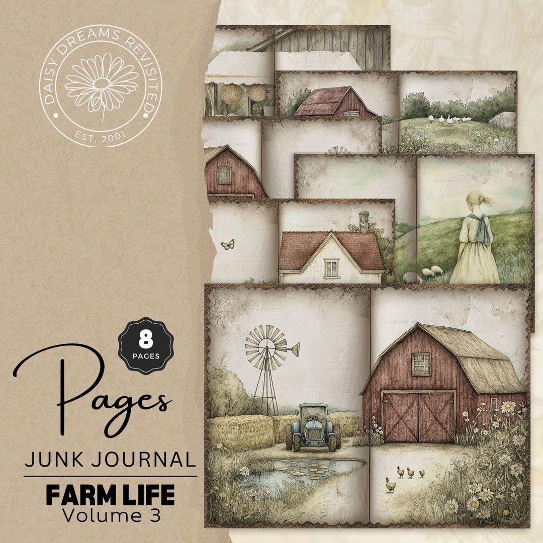 Farm Life Printable Pages Volume 3 - Rustic Digital Collage - Junk ...