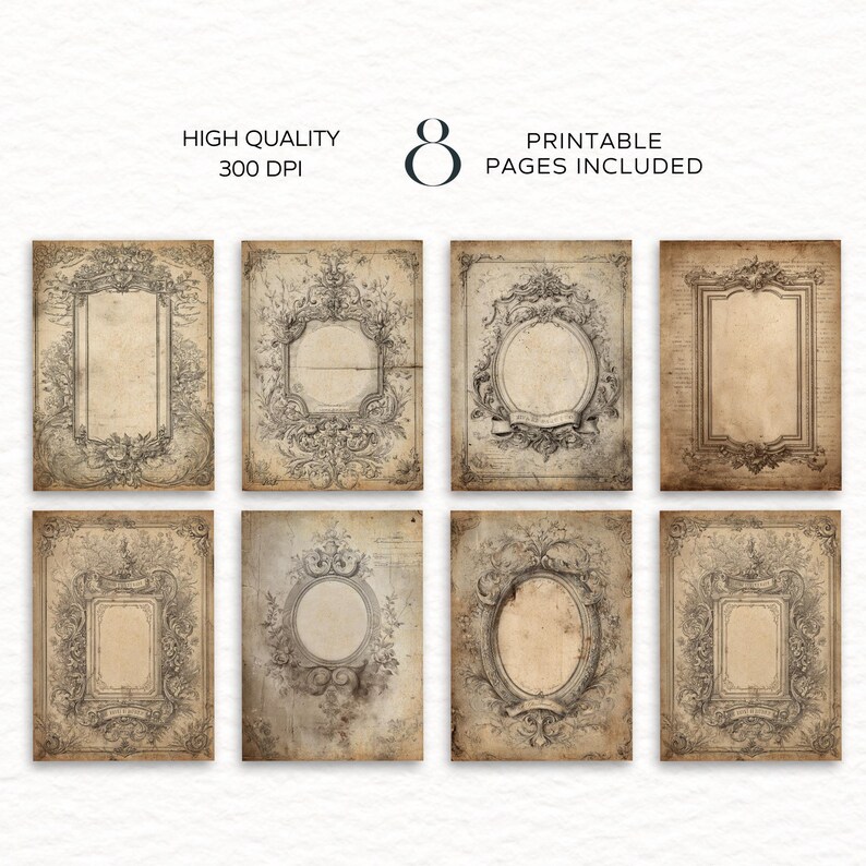 Victorian Frame Overlays – Printable Junk Journal Pages | Vintage ...