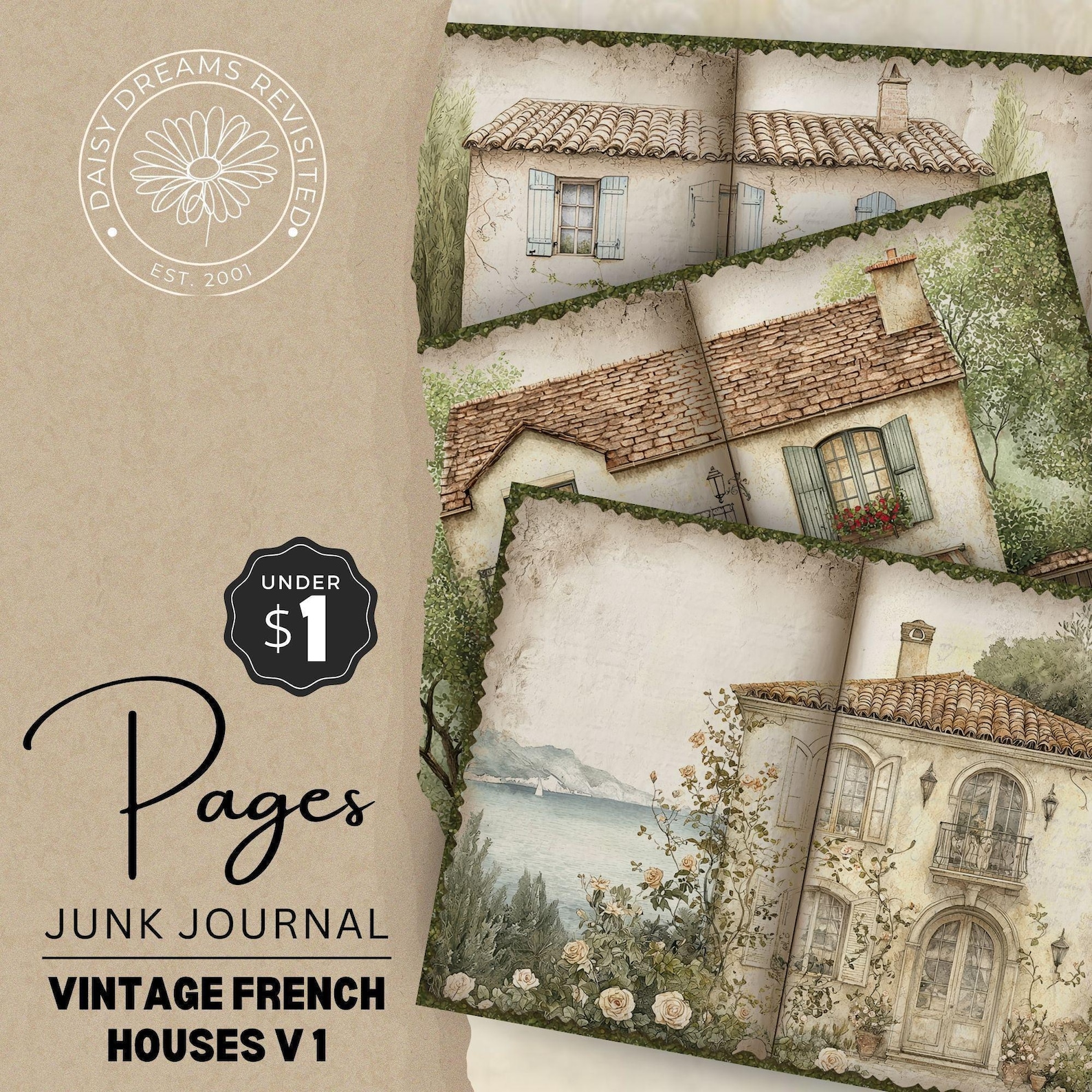 Vintage French House Pages Volume 1 - Digital Collage - Printable ...
