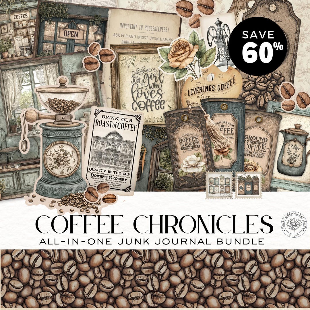 Coffee Chronicles Junk Journal All-in-one BUNDLE - Vintage Coffee ...