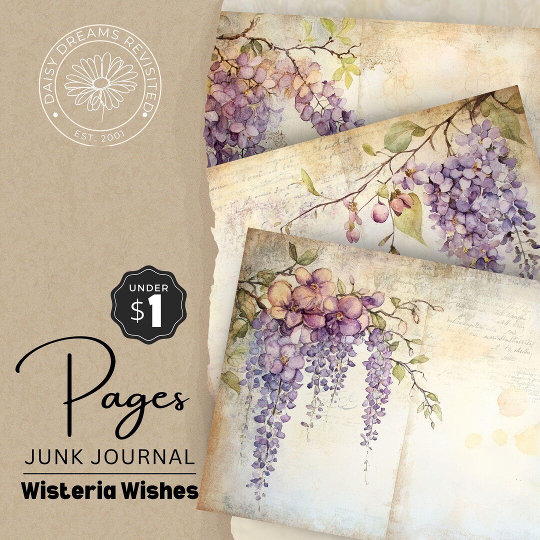 Vintage Botanical Wisteria Journal Pages, Digital, Printable Folios ...