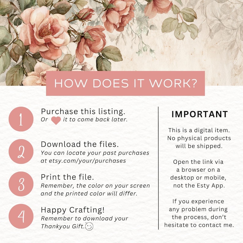 Rose Reverie Pocket Posy™ – Printable Loaded Tag Gift Card | Vintage ...