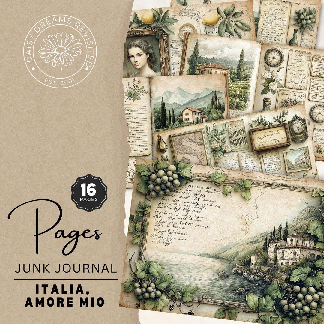 Italy Digital Papers, Printable Ephemera, Travel Junk Journal Kit ...