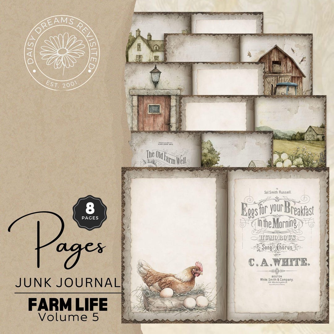 Farm Life Printable Pages Volume 5 - Rustic Digital Collage - Junk ...