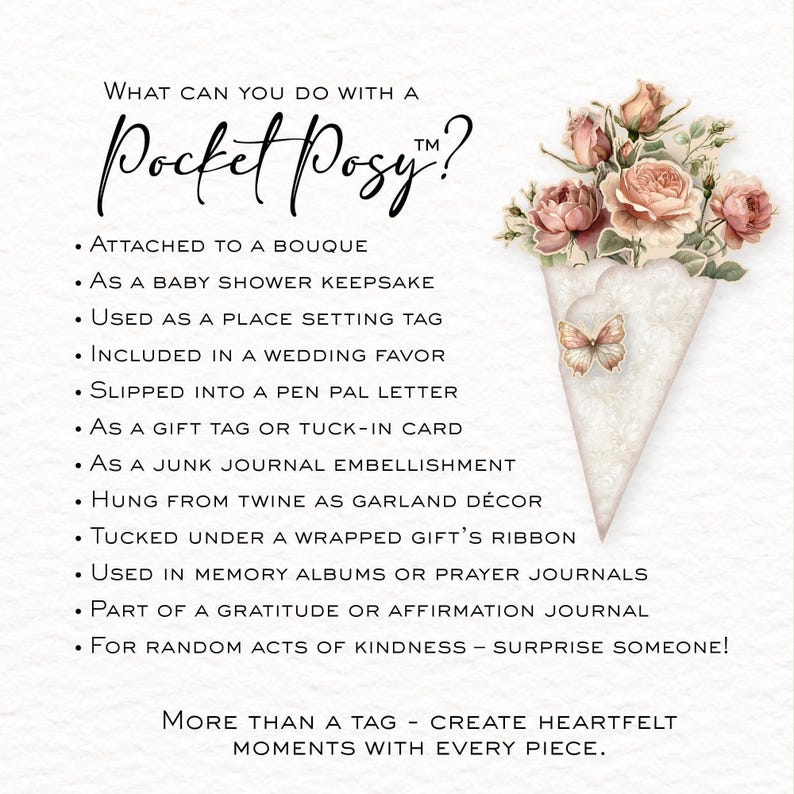 Rose Reverie Pocket Posy™ – Printable Loaded Tag Gift Card | Vintage ...