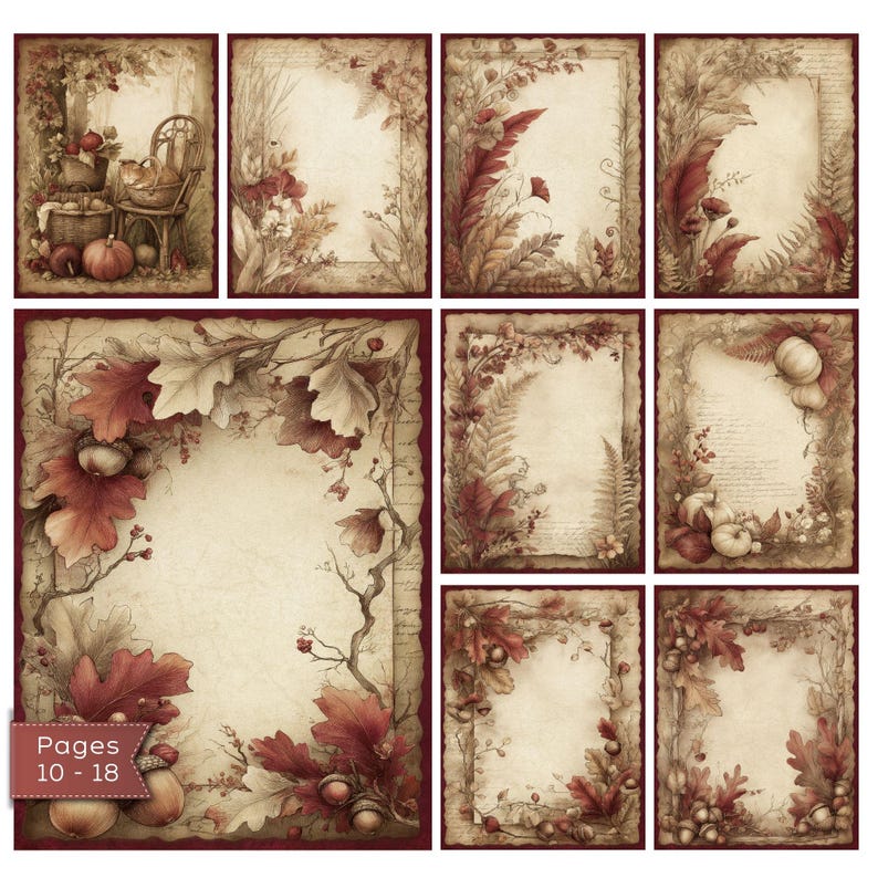 Vintage Autumn Junk Journal Kit, Crimson Keepsakes, Fall Scrapbooking ...