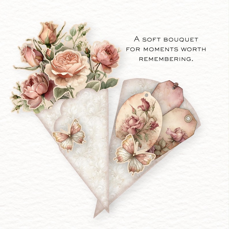 Rose Reverie Pocket Posy™ – Printable Loaded Tag Gift Card | Vintage ...