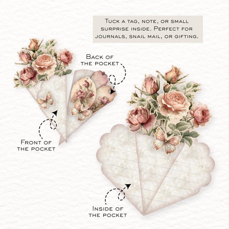 Rose Reverie Pocket Posy™ – Printable Loaded Tag Gift Card | Vintage ...