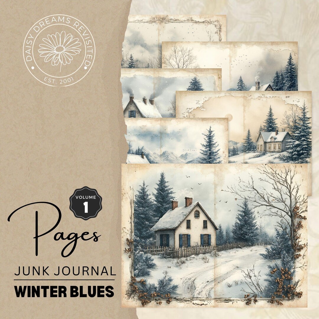Nordic Winter Junk Journal Pages Vintage Snowy Landscapes, Volume 1 ...