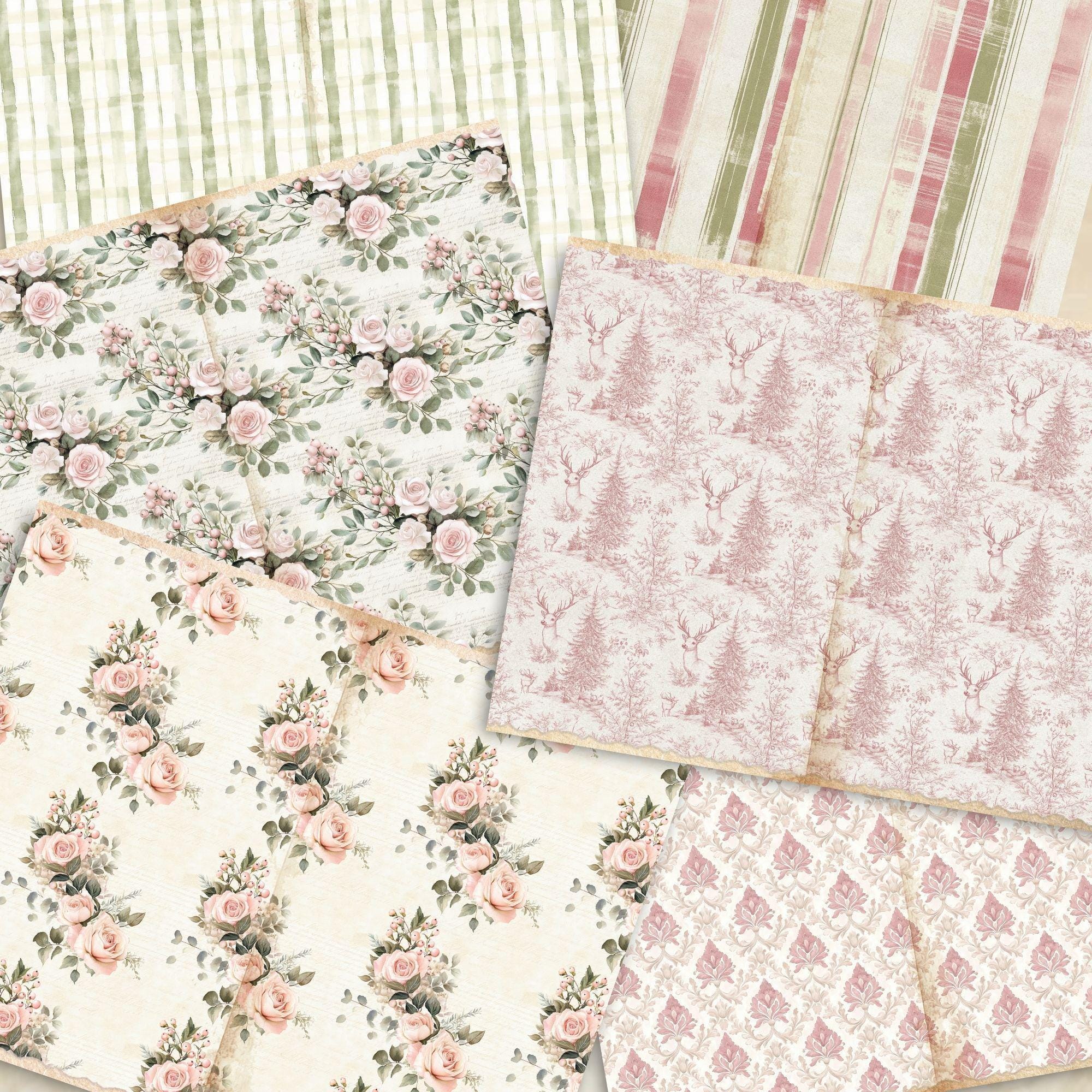 Snowberry Christmas 6 Pack Folio Paper Set, Volume 2 of a Pink Junk ...