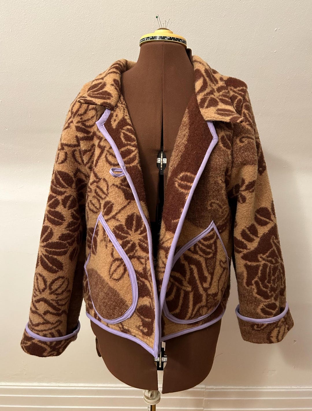 Handmade Upcycled Blanket Jacket Made From Vintage Wool Blanket Floral ...