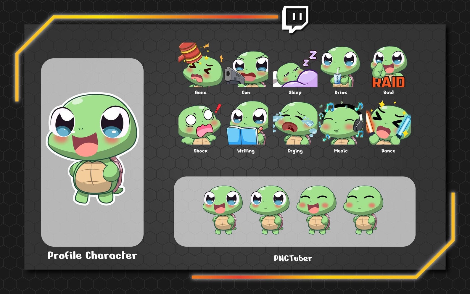 Turtle PNG Tuber Emotes Chibi Vtuber Streamer Twitch Youtube Animation ...