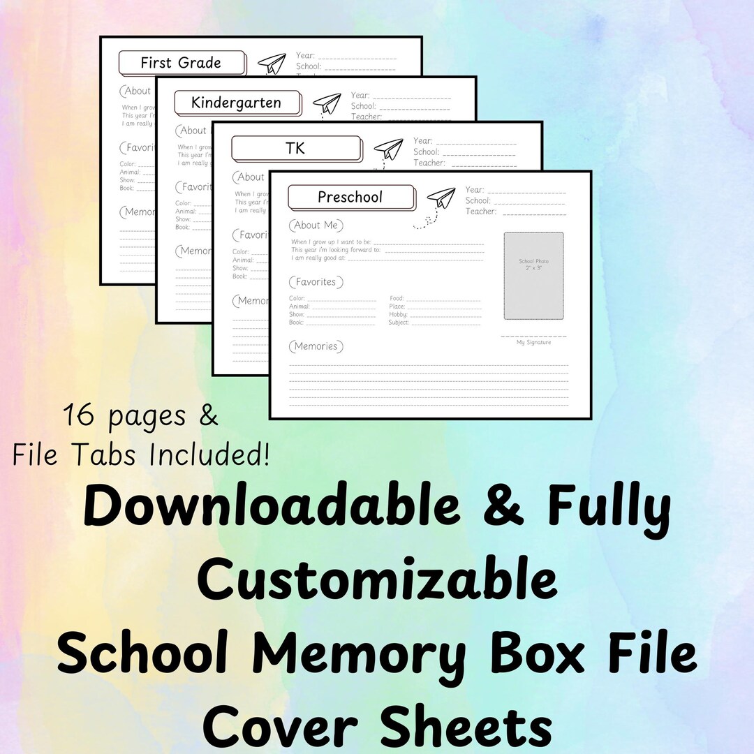 School Memory Box Cover Sheets - Etsy