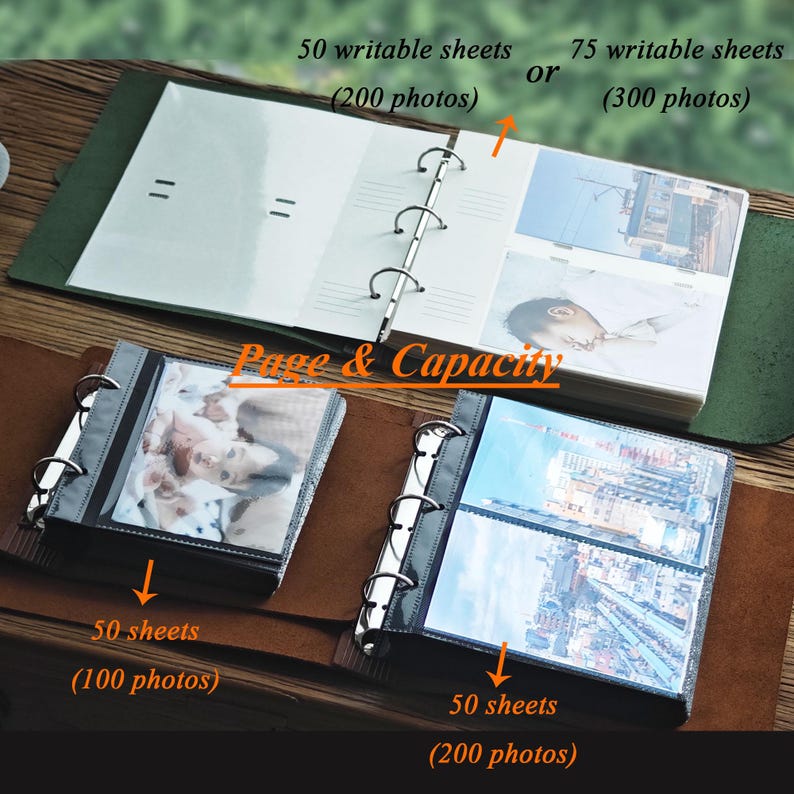 Personalized Photo Album 4x6 for 100 / 200 Photos. Leather Photo Album ...