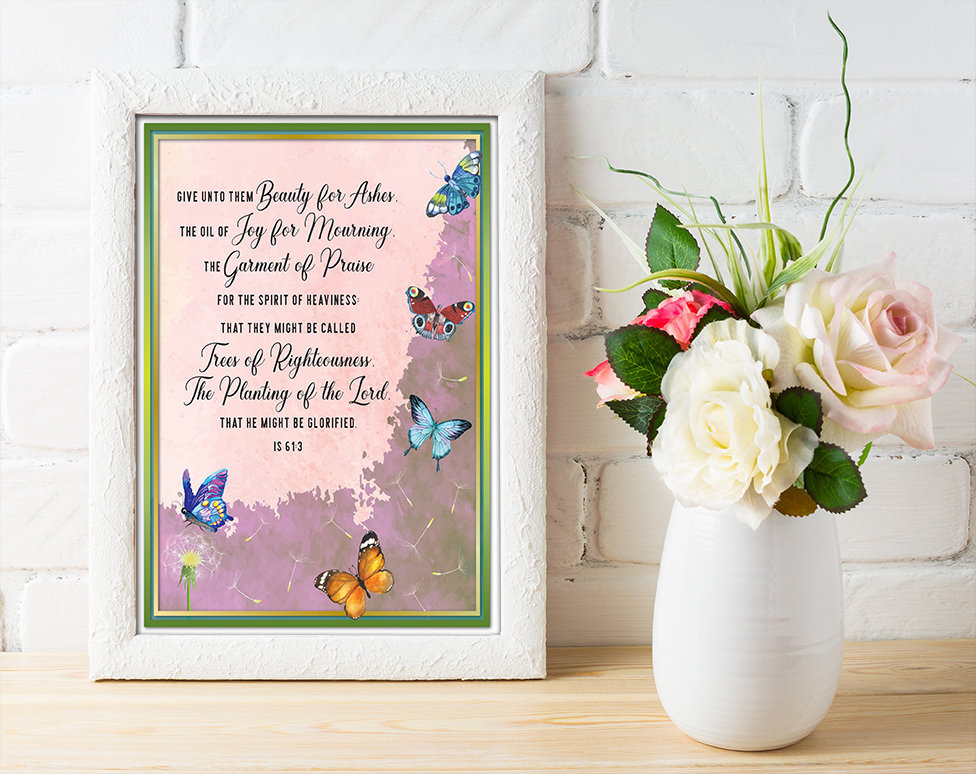 Isaiah 61:3 Bible Verse Wall Art Beauty for Ashes Lent Easter Scripture ...
