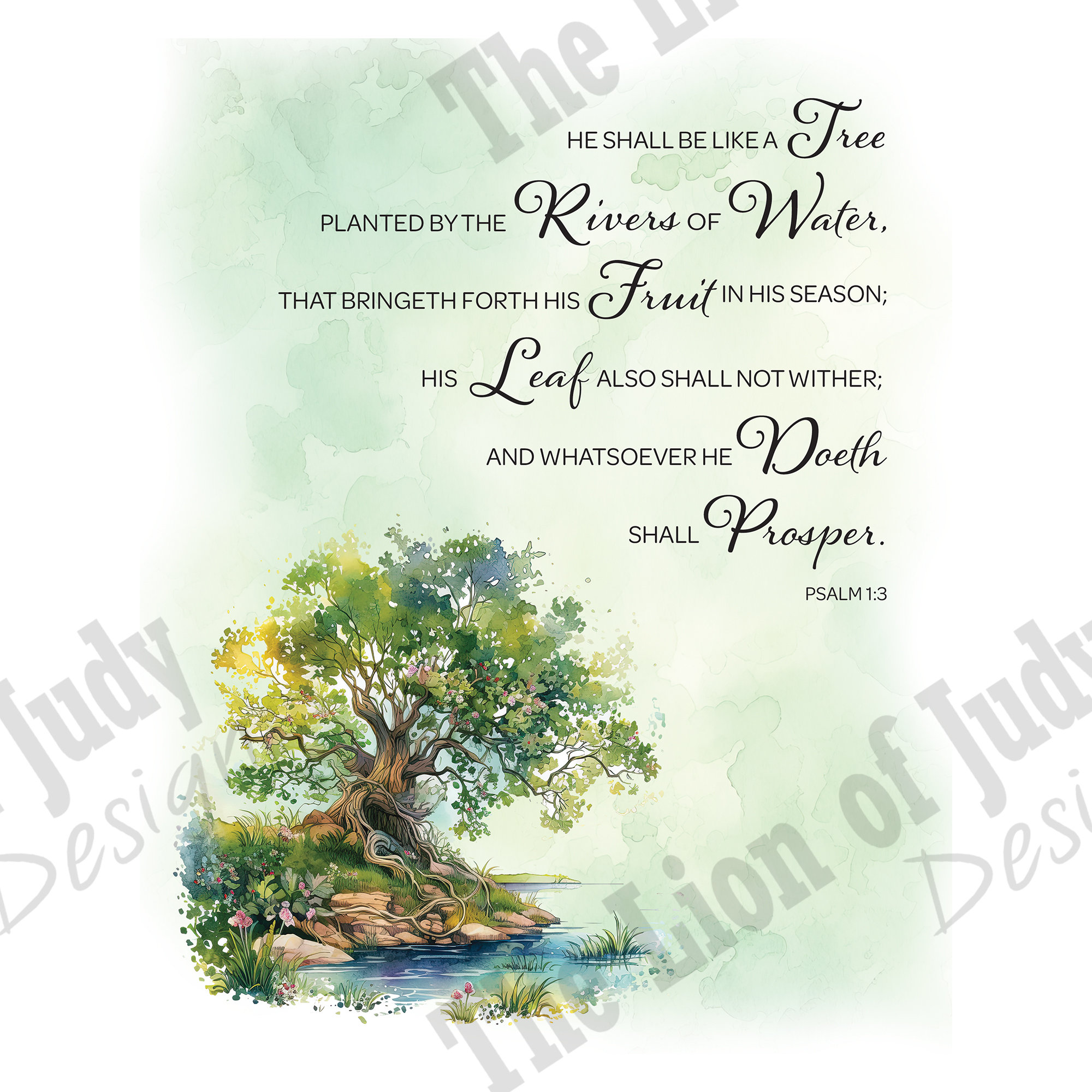 Psalm 1:3 Christian PRINTABLE, Like a Tree Planted Quote, Scripture Art ...
