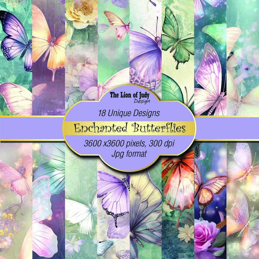 Enchanted Butterflies Digital Paper Pack, Printable Scrapbook Paper ...