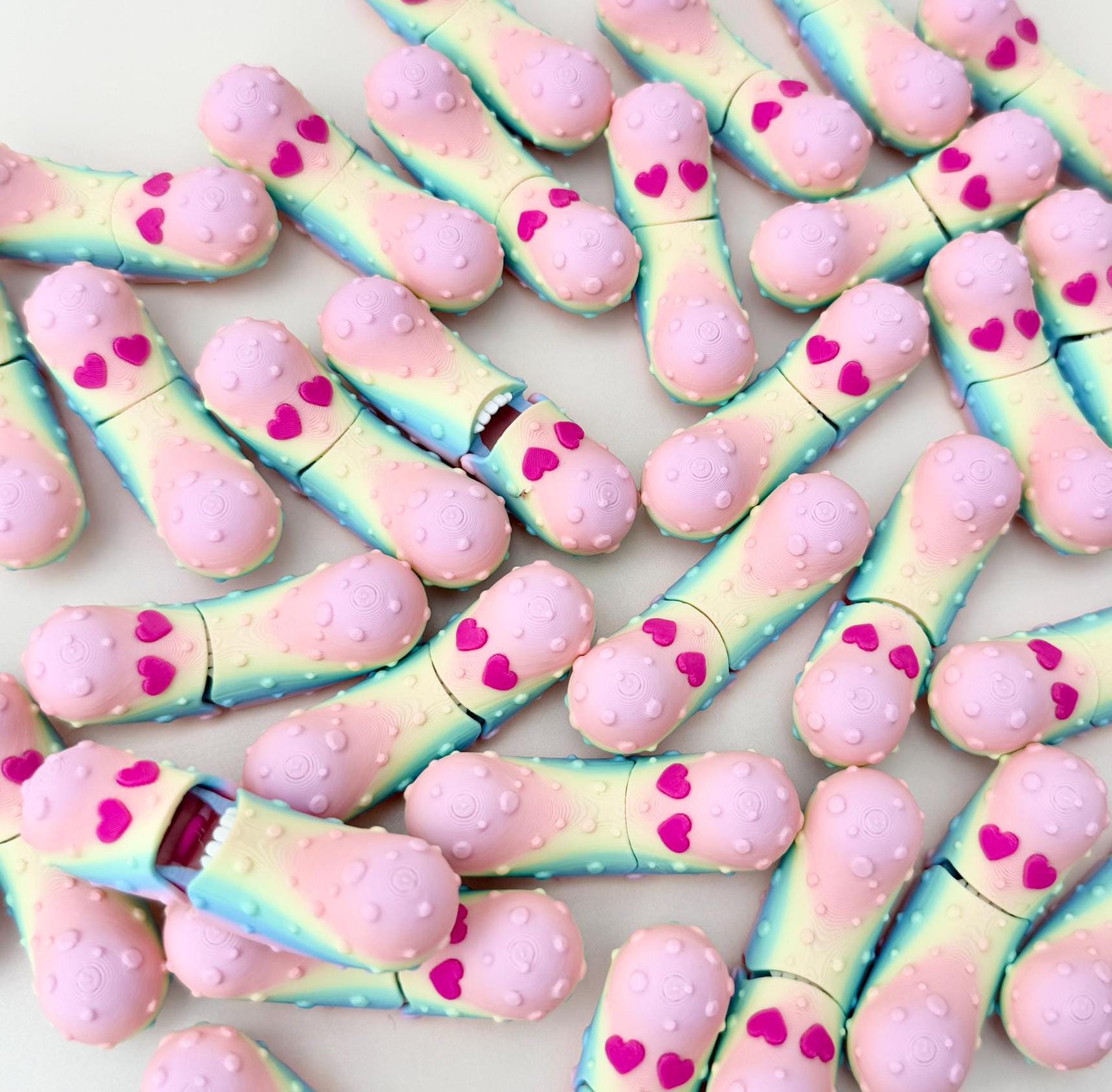 Rainbow Heart Eyed Pickle Fidget Toy | Sensory Toy Pink Heart Eyes ...