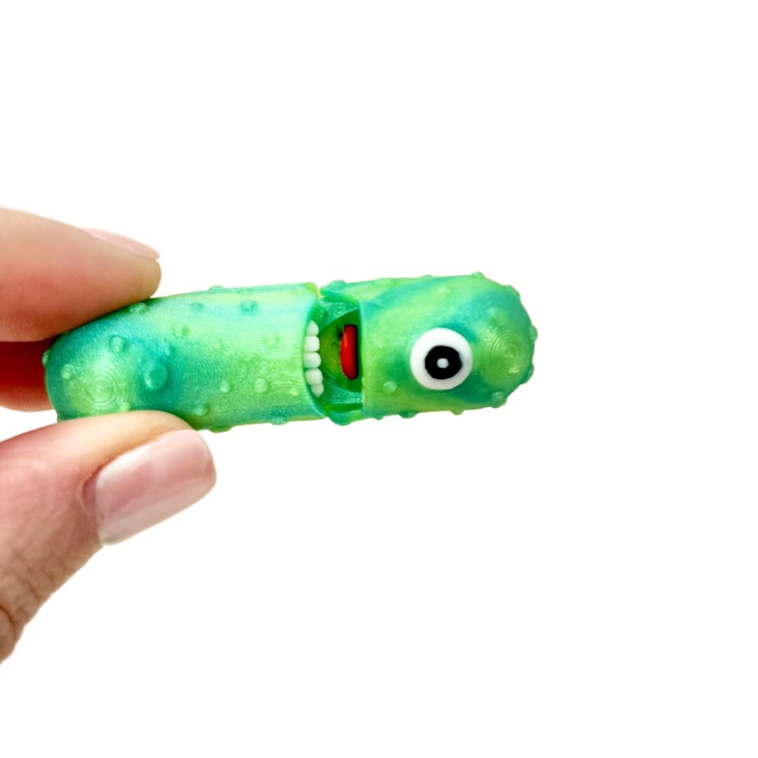 Cyclops Pickle Fidget Toy | Glittery Green Moving Mouth Sensory Toy - Etsy