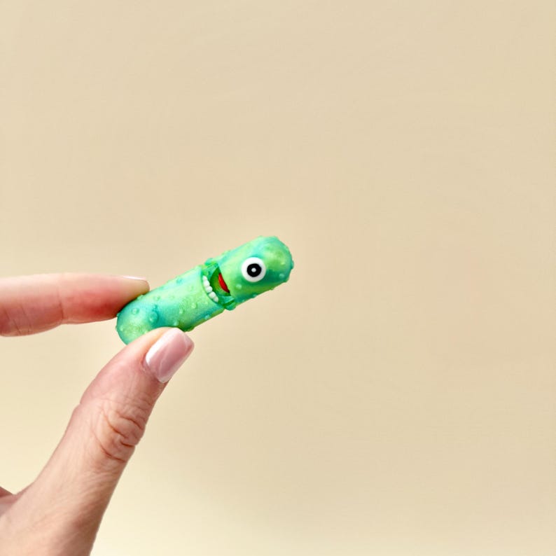 Cyclops Pickle Fidget Toy | Glittery Green Moving Mouth Sensory Toy - Etsy