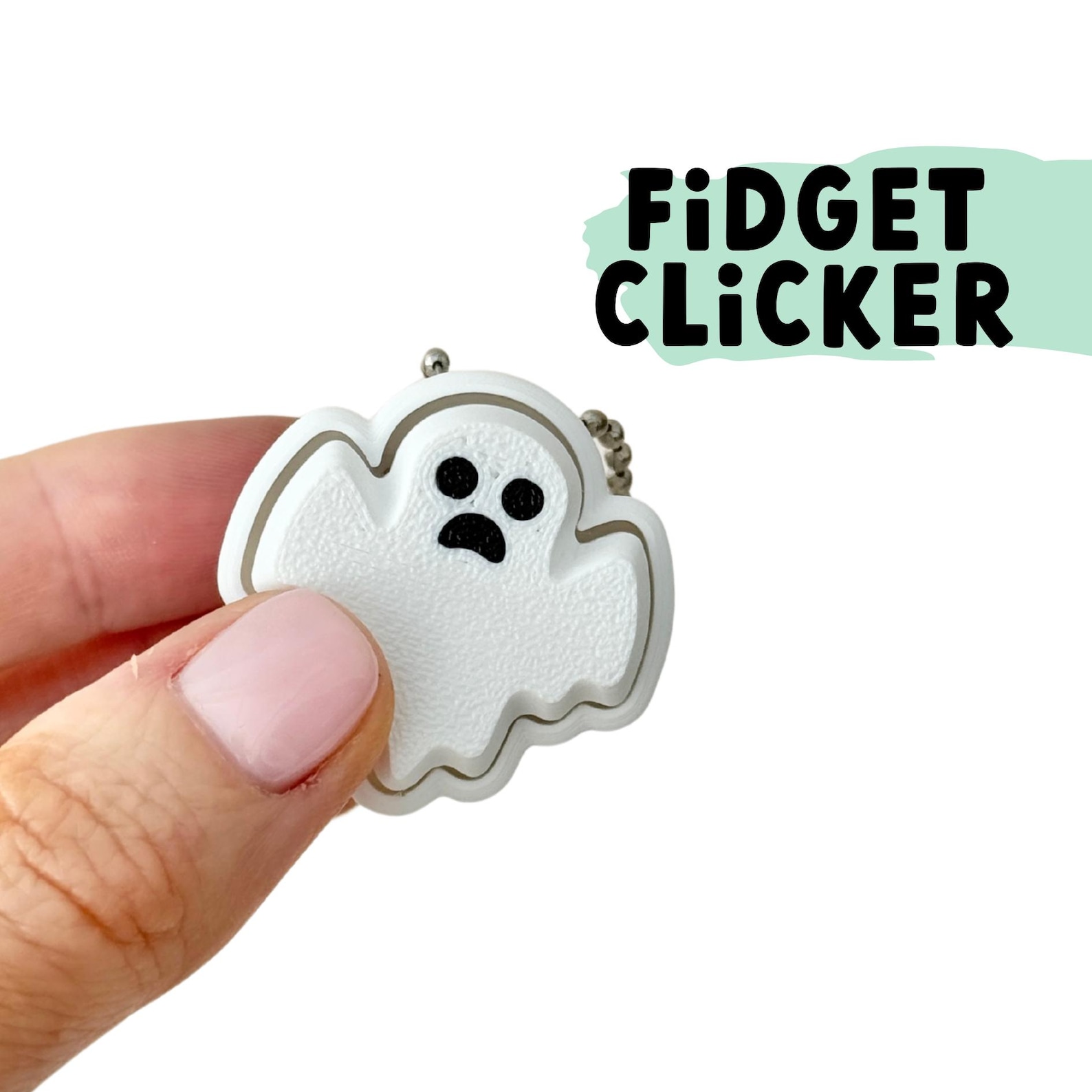 Ghost Clicker Fidget Keyring | White Sensory Toy | Fun Spooky Gift for ...