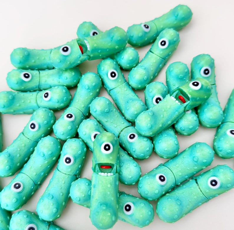 Cyclops Pickle Fidget Toy | Glittery Green Moving Mouth Sensory Toy - Etsy
