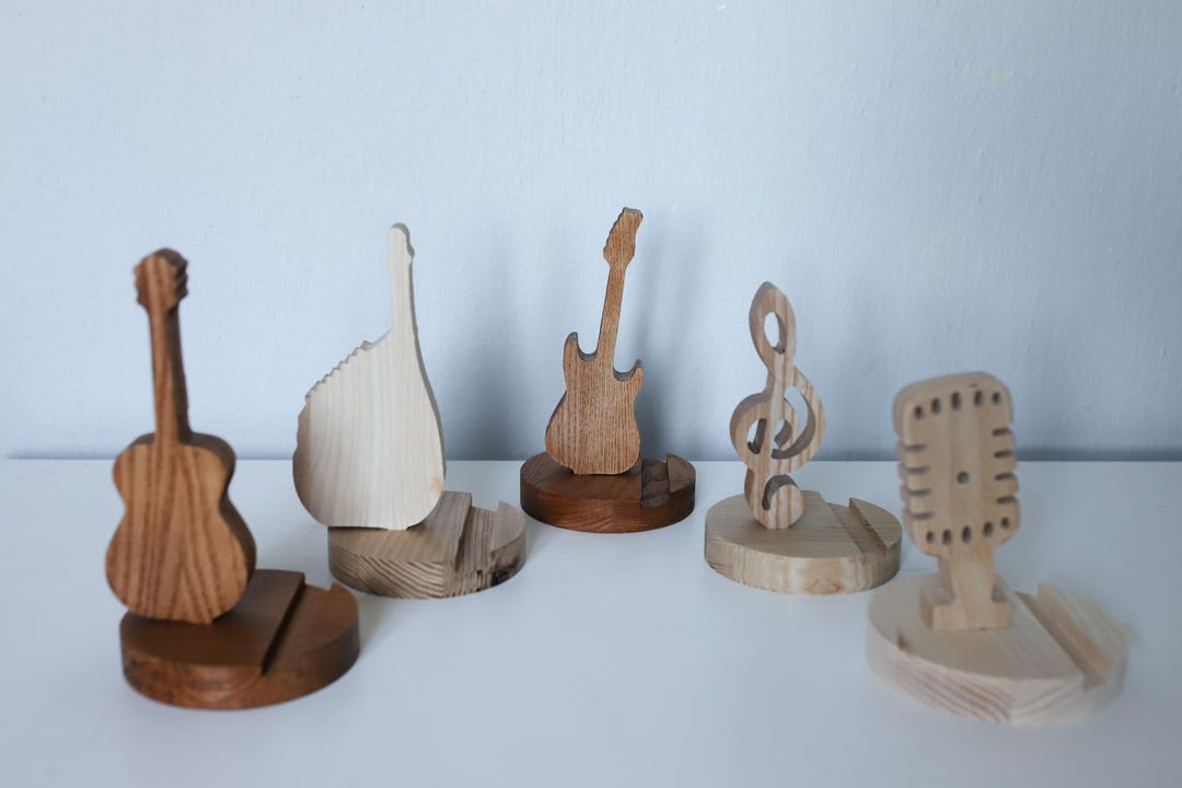Music Note Phone Stand – Wooden Treble Clef Holder, Music Teacher Gift ...