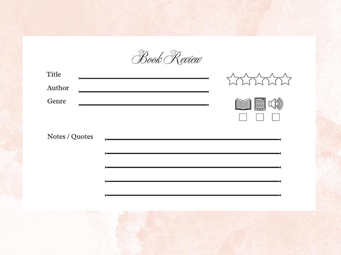 Book Review Template Printable Template for 3x5 Index Card - Etsy