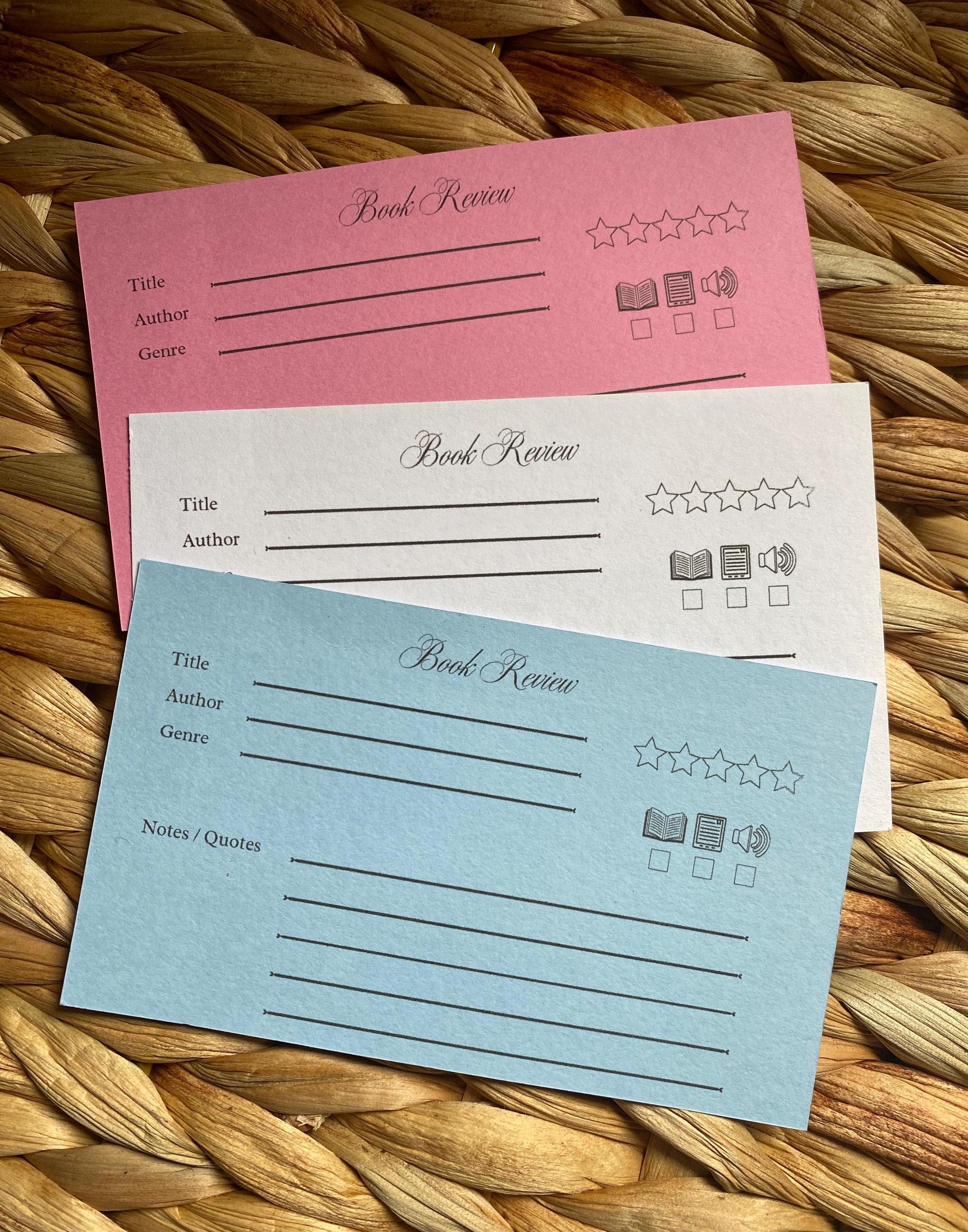 Book Review Template Printable Template for 3x5 Index Card - Etsy