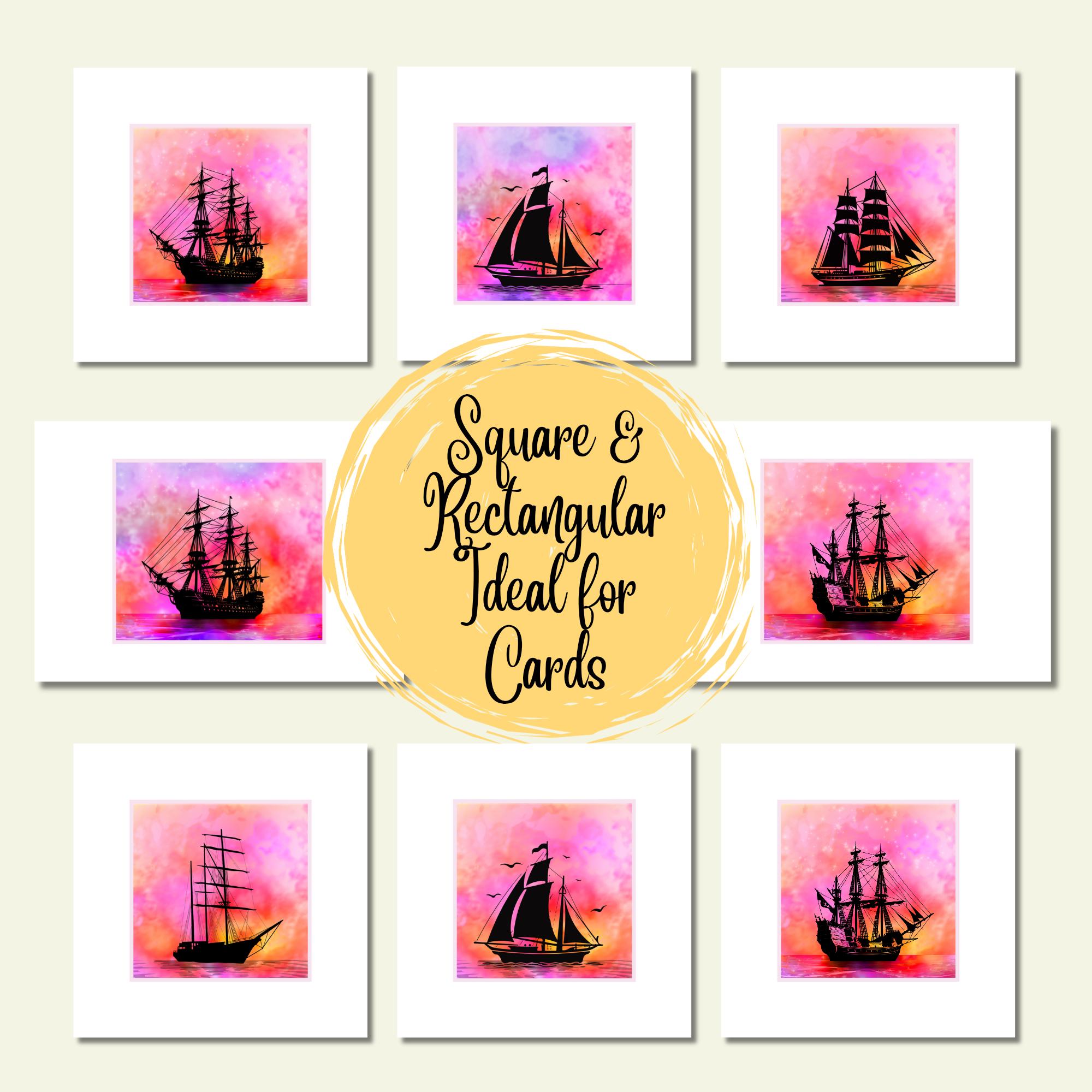 Sailing Ships, Vintage Tall Ships Sunset Scenes,clipart,scrapbooking ...
