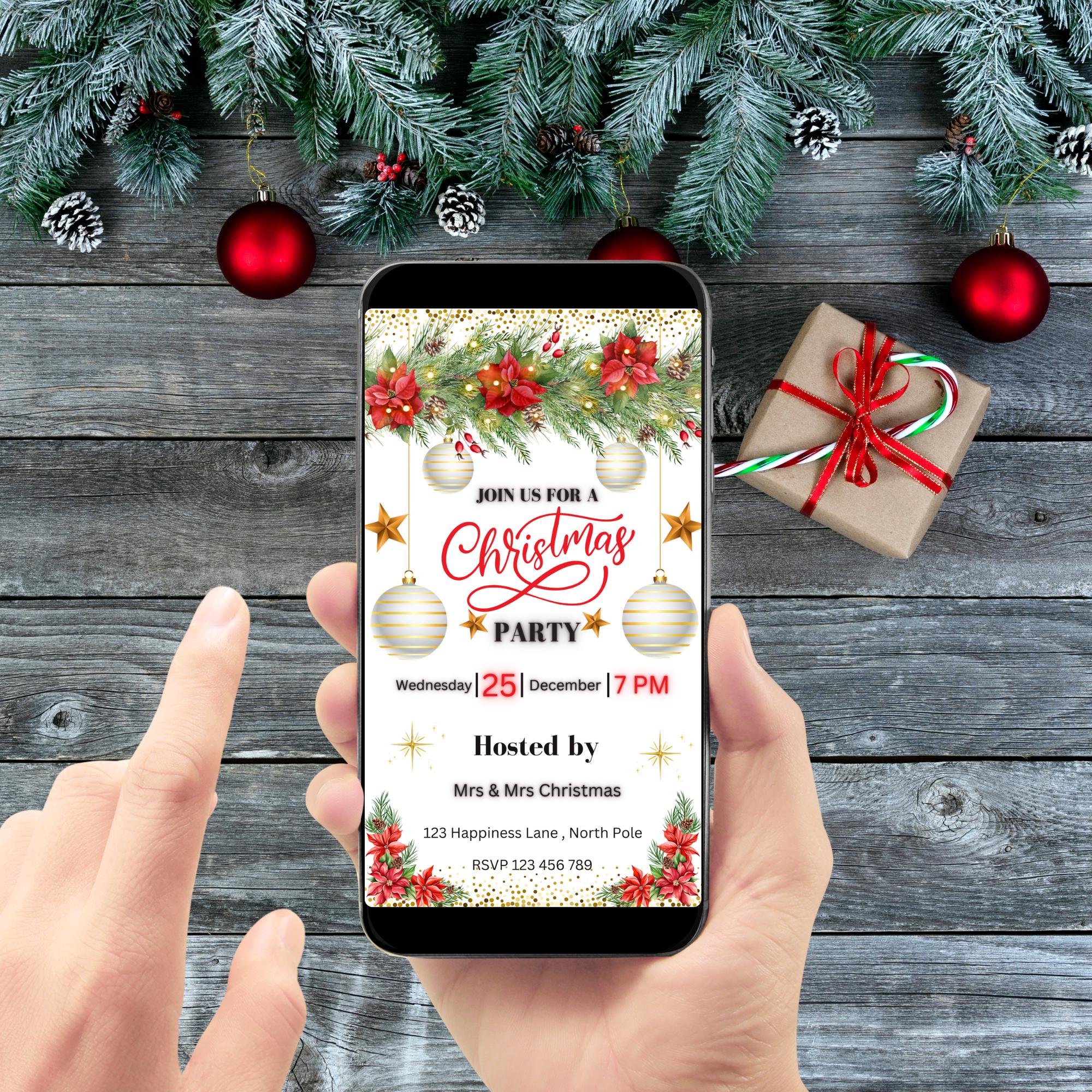 Editable Christmas Party Invitation, Holiday Party Invitation, Work ...