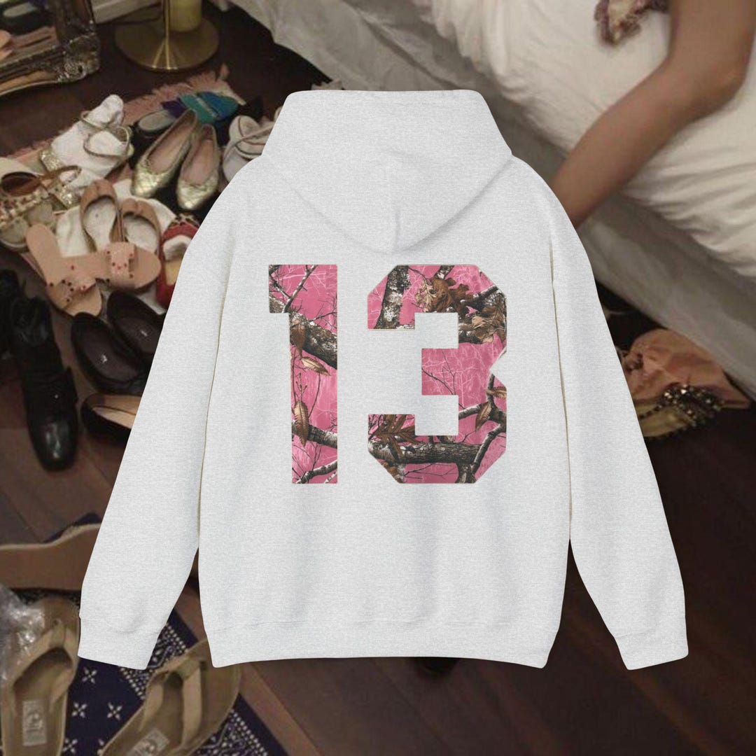 Y2K Pink Camo Jersey Number Hoodie, Trendy Sweatshirt, Women's Graphic ...