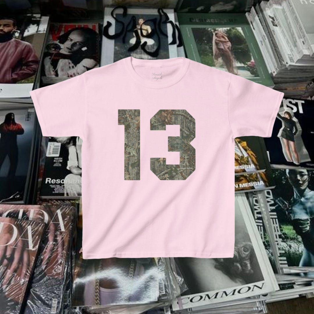 Camo 14 Jersey Number Baby Tee, Y2K Cool Girl Aesthetic Shirt Trendy ...