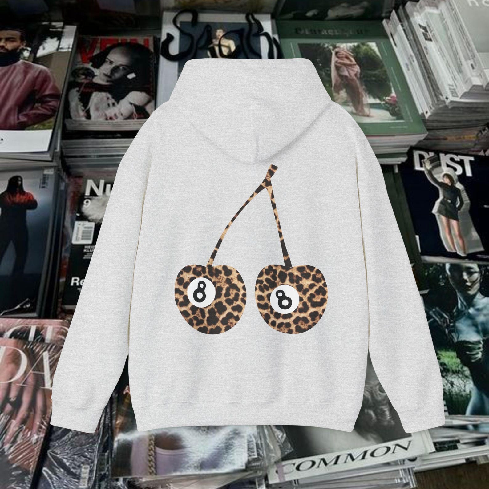 Leopard Print 8 Ball Cherries Hoodie, Y2K Sweatshirt, Trendy Women's ...