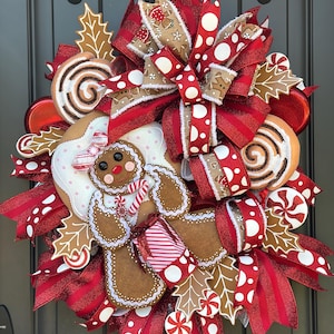 Gingerbread Wreath, Christmas Wreath, Holiday Wreath, Christmas ...
