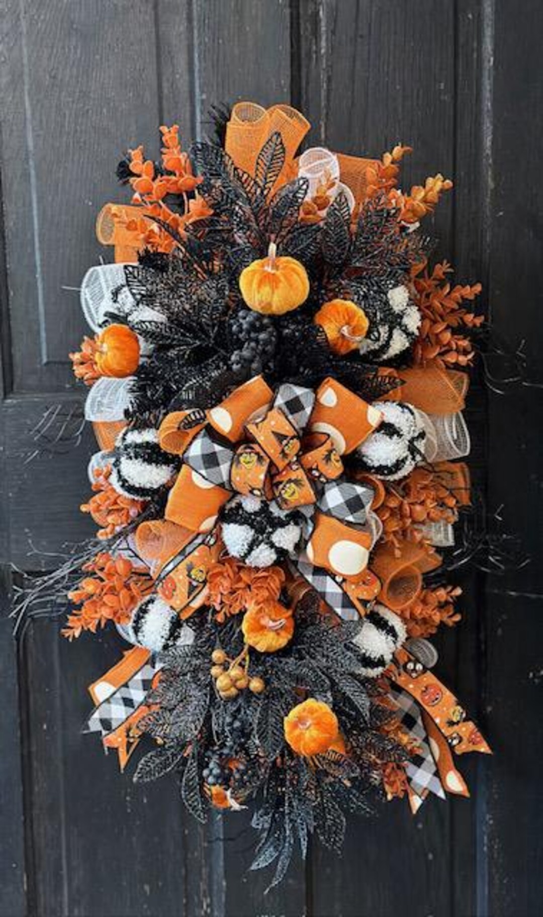 Fall Pumpkin & Witch Swag Sunflower Fall Swag, Spray Fall Swag, Front ...