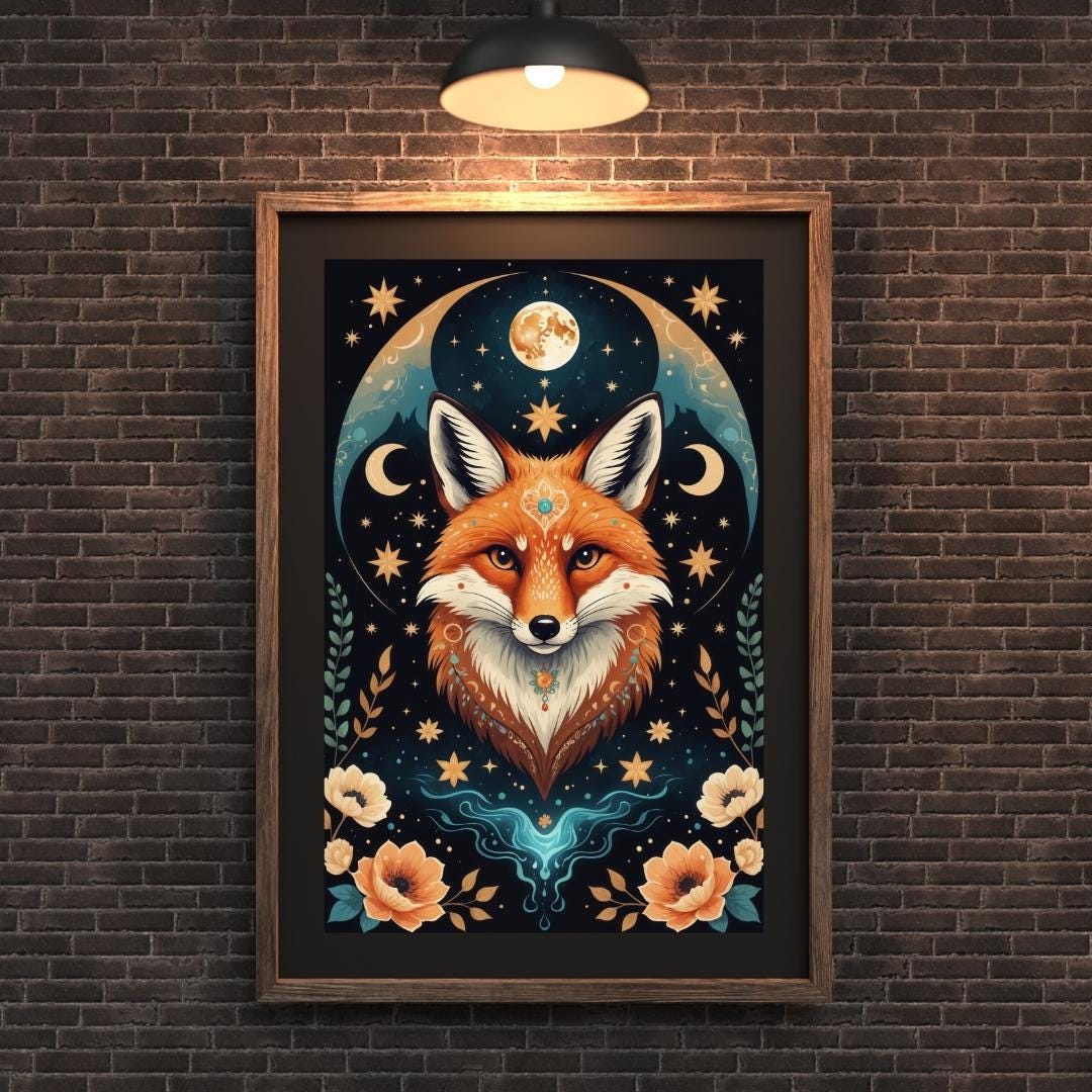 Celestial Fox Wall Art | Spirit Animal Fox | Forest Nature Wall Art ...