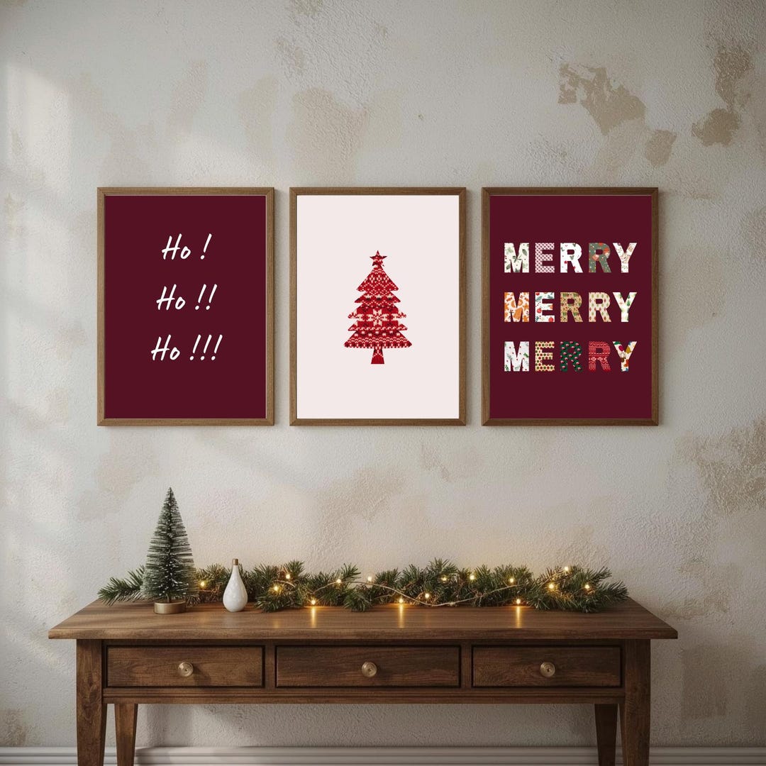 Set of 3 Christmas Wall Art Prints | Christmas Prints | Holiday Decor ...