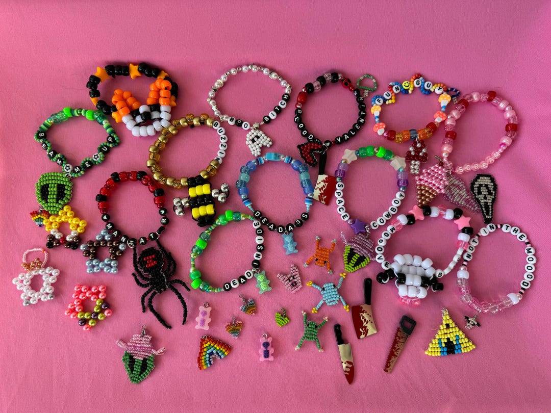 Rave Kandi With Charms | Rave Cuffs | Cute PLUR Kandi | Customizable ...