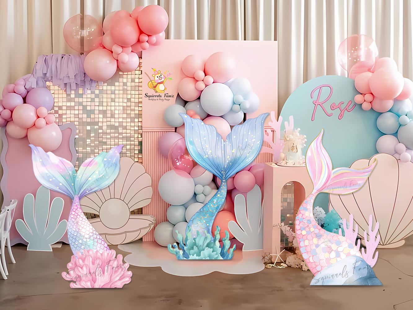 Mermaid Tail Standee Cutout Underwater Ocean Sea Creatures Baby Shower ...