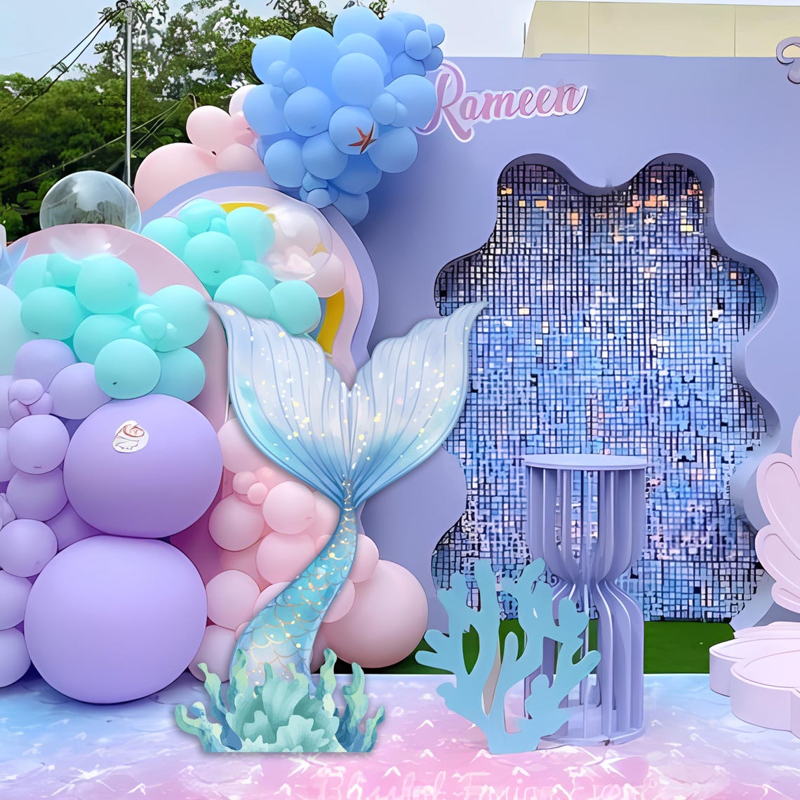 Mermaid Tail Standee Cutout Underwater Ocean Sea Creatures Baby Shower ...