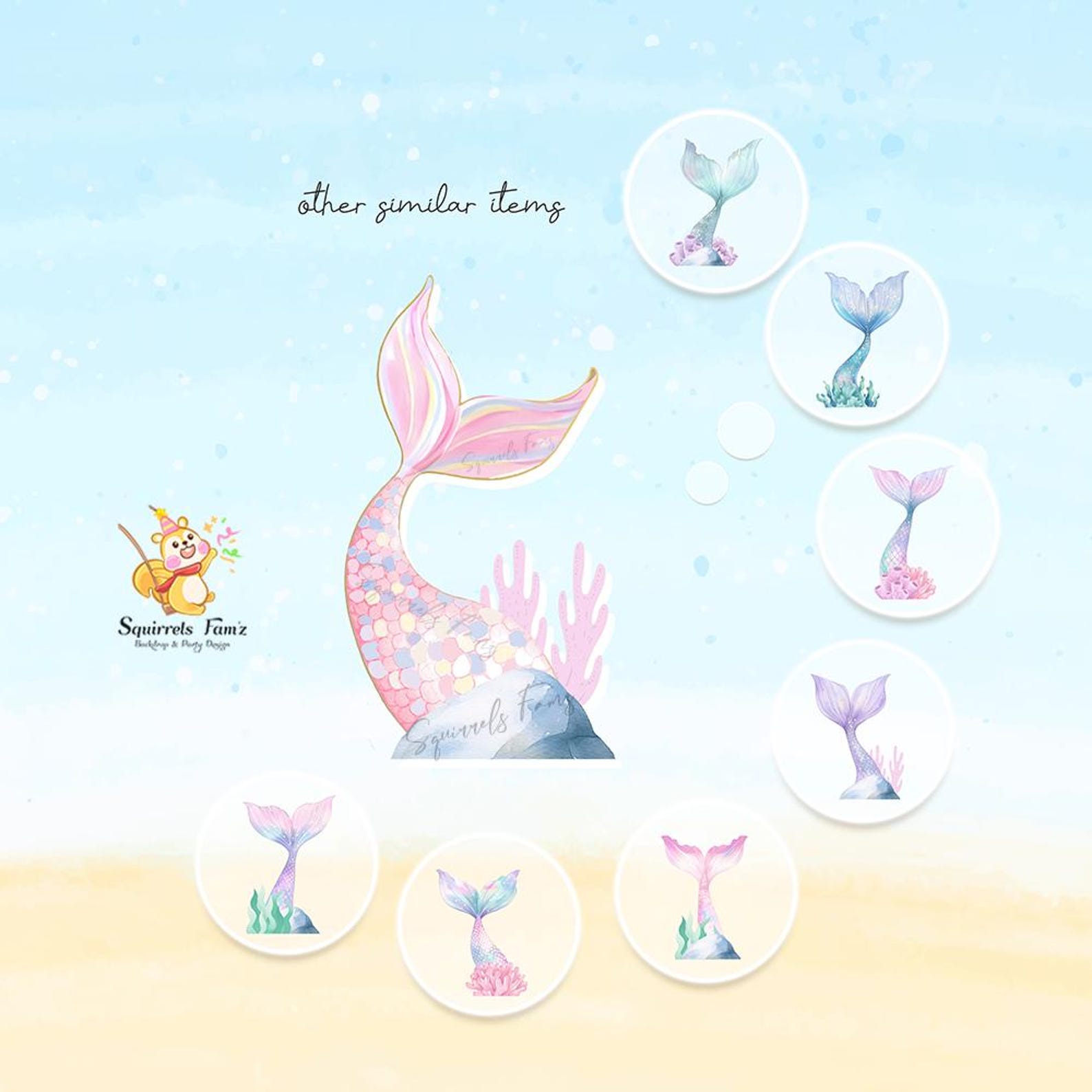 Mermaid Tail Standee Cutout Underwater Ocean Sea Creatures Baby Shower ...