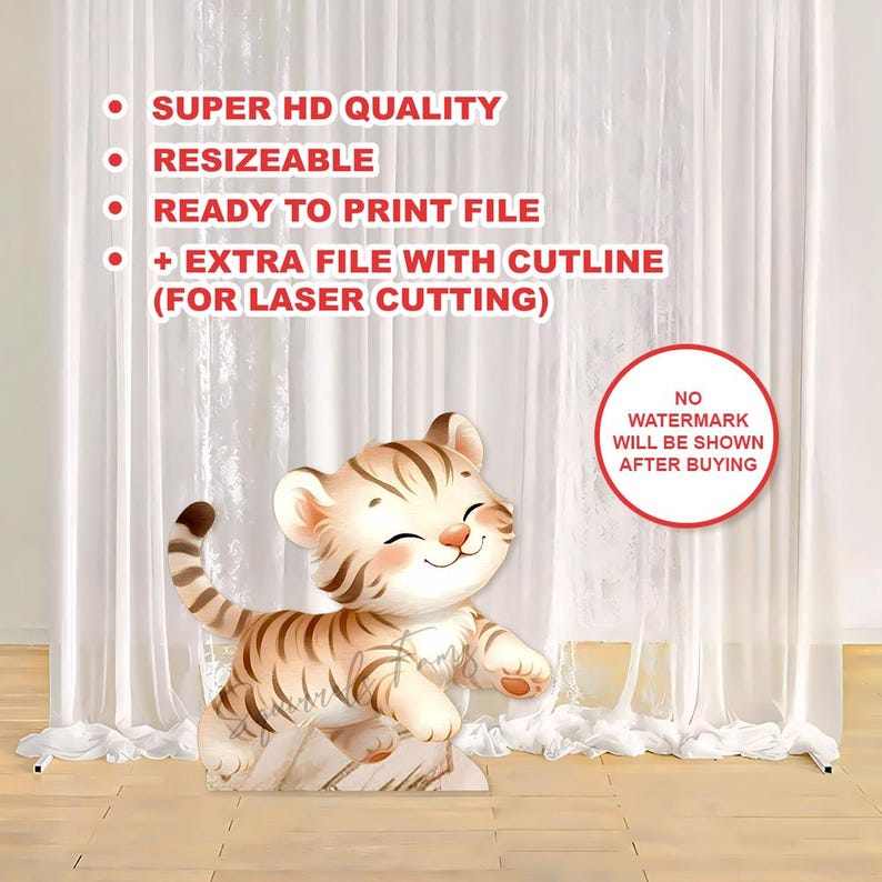 Safari Tiger Cutout Standee Animal Cute Baby Shower Big Decor Tiger ...