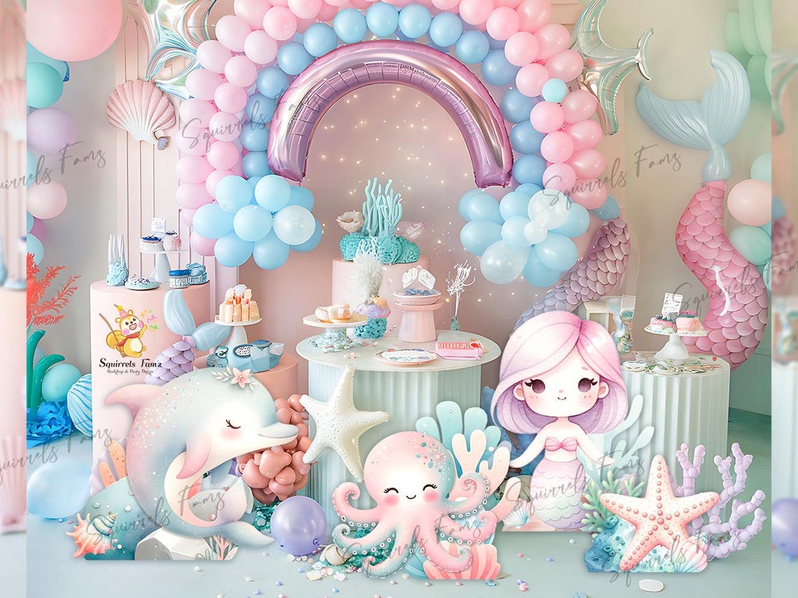 Underwater Ocean Sea Creatures Dolphin Mermaid Cutout Standee Baby ...