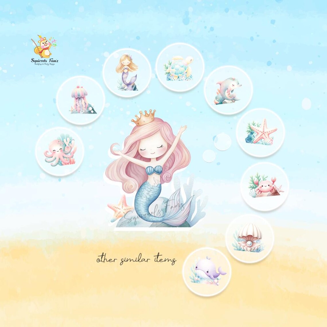 Mermaid Standee Cutout Underwater Ocean Sea Creatures Baby Shower Party ...