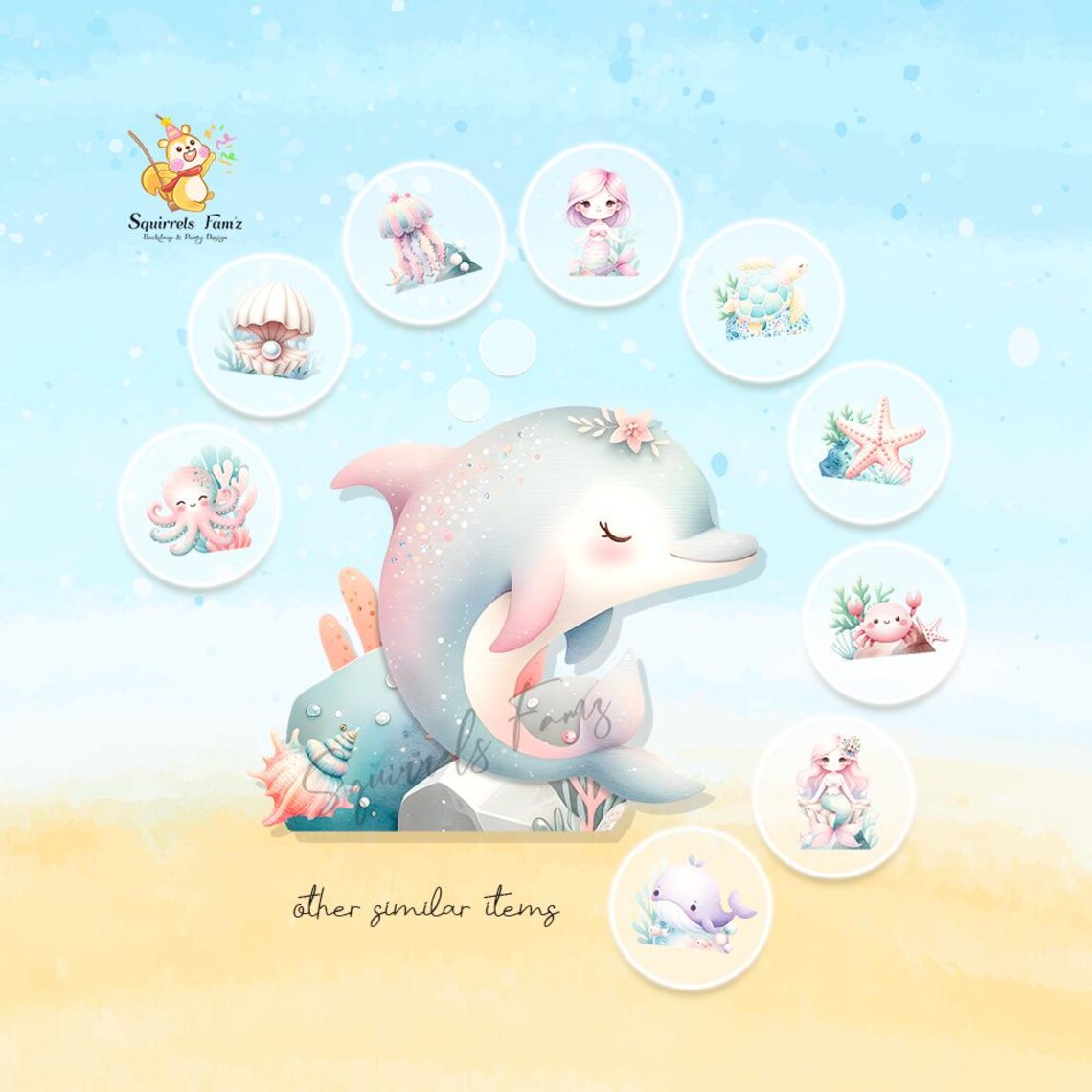 Underwater Ocean Sea Creatures Dolphin Mermaid Cutout Standee Baby ...