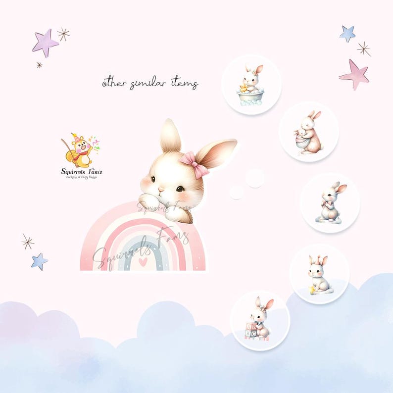 Bunny Rabbit Rainbow Cutout Standee Baby Shower With Cutline Woodland ...
