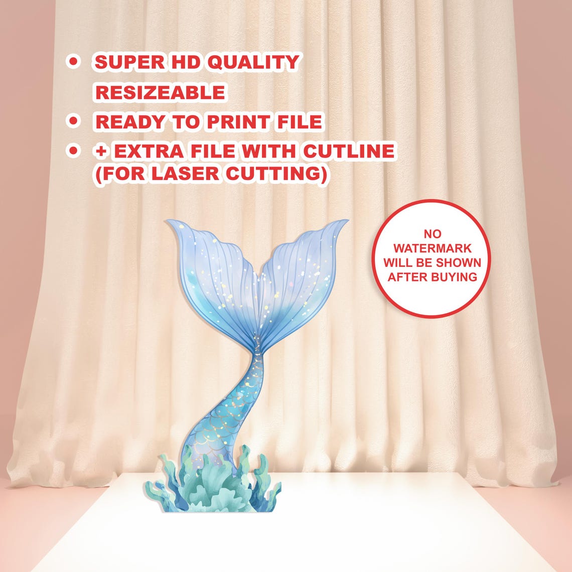 Mermaid Tail Standee Cutout Underwater Ocean Sea Creatures Baby Shower ...