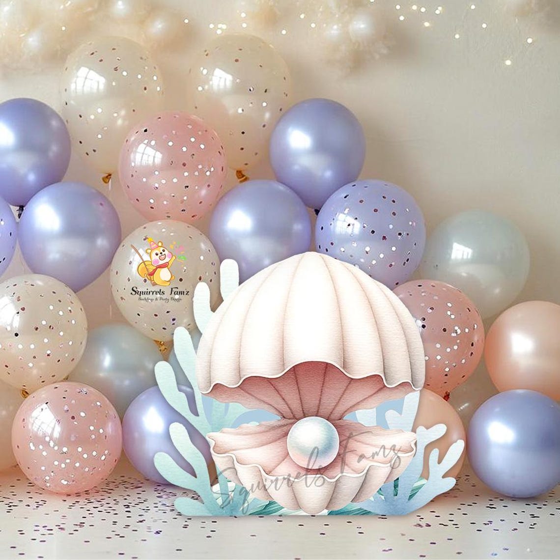 Mermaid Cutout Standee Baby Shower Party Clam Shell With Cutline ...